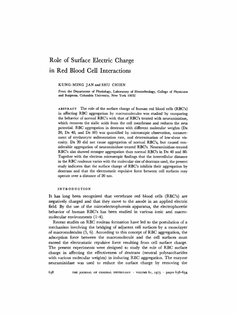 Surface Charges and RBC Interactions | PDF