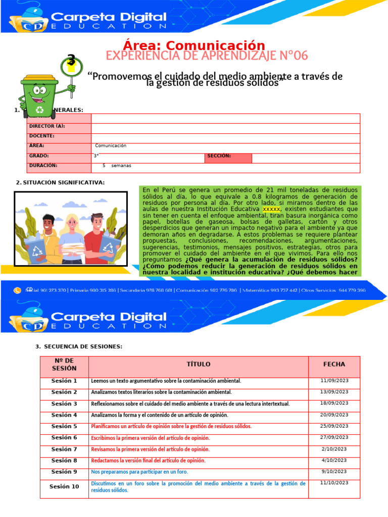 3º Experiencia de Aprendizaje Exp6 Comunicación | PDF