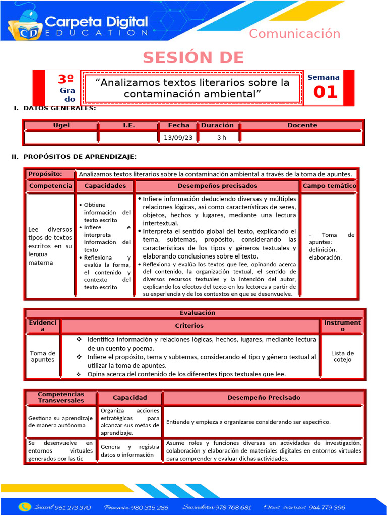 3° SESIÓN DE APRENDIZAJE SESIÓN 2-SEM.1-EXP.6-COMUNICACIÓN | PDF