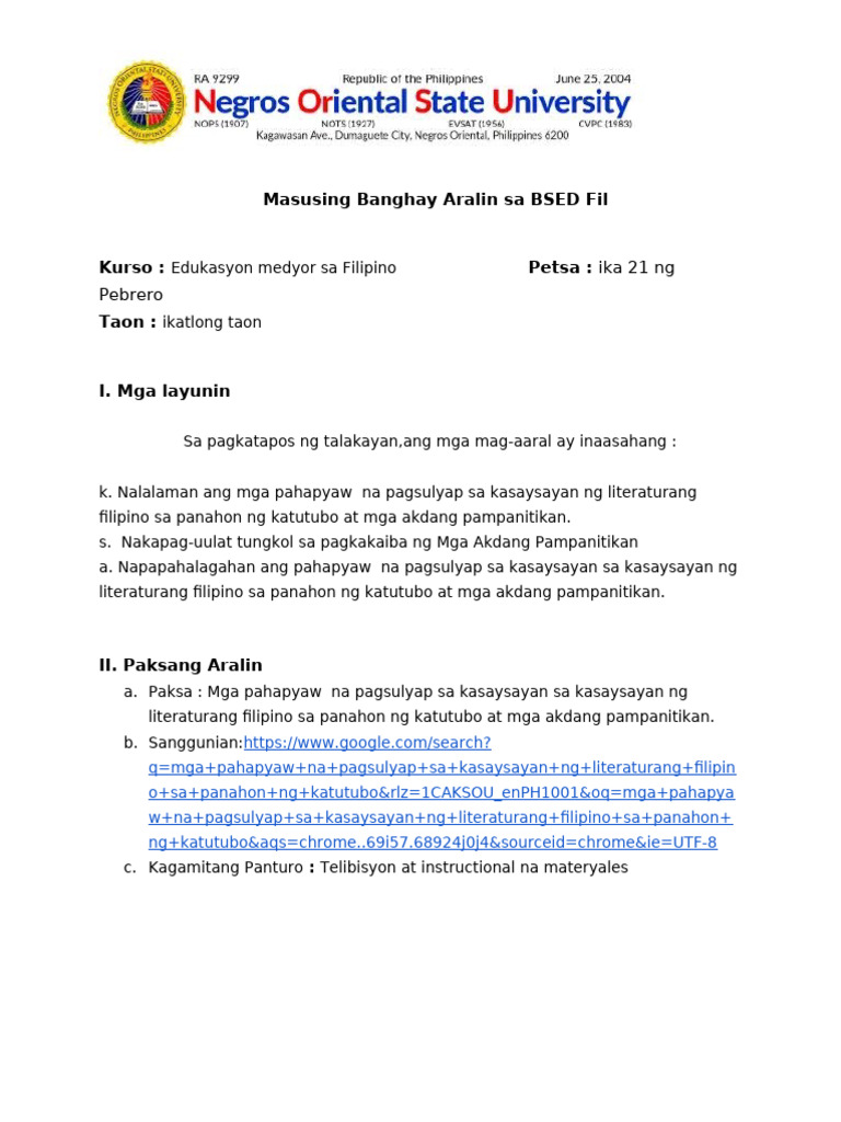 Bsed Fil 12 - Final | PDF