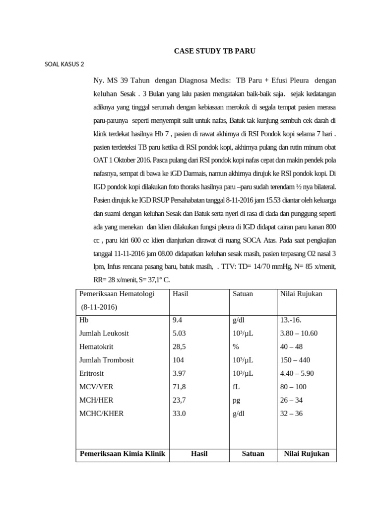 Case Study TB Paru (1) - 1 | PDF