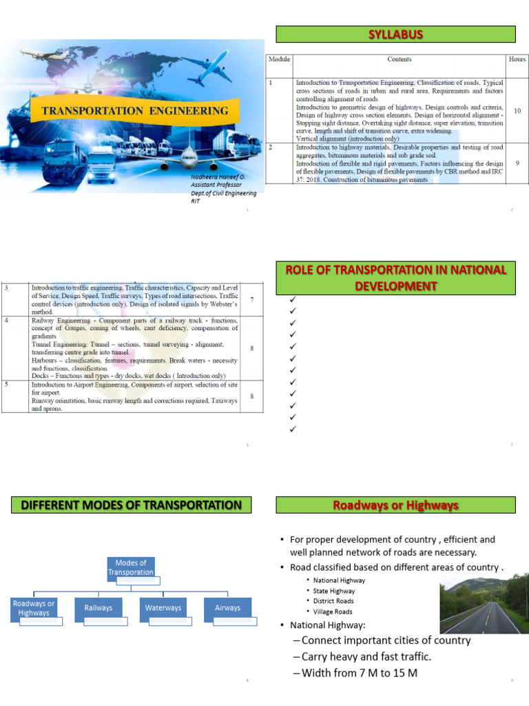 Transportation Engineering Notes | PDF