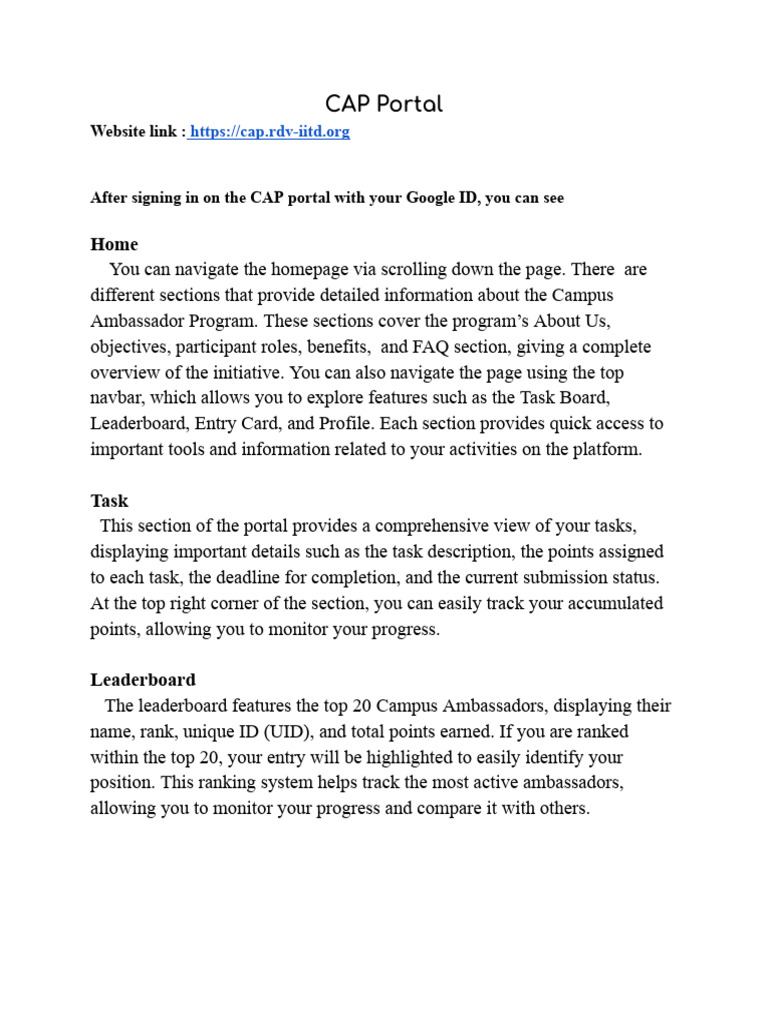 CAP Portal Guide | PDF