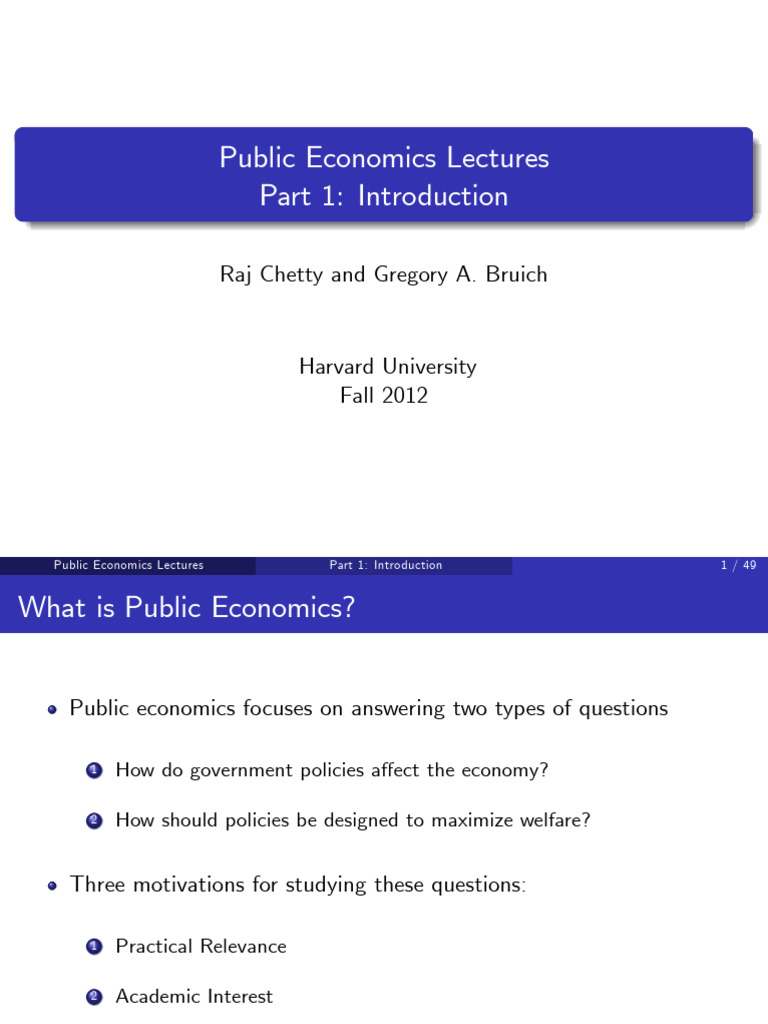 Public Economics Lectures Lite | PDF