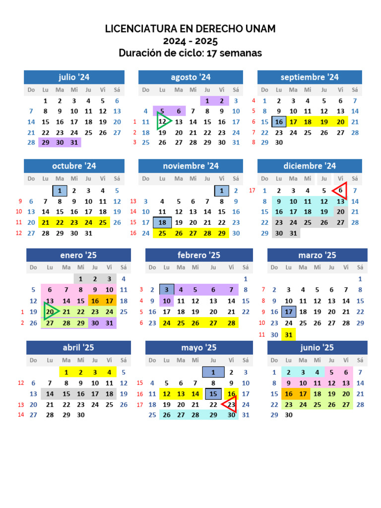 Calendario Unam 2024 2025 | PDF
