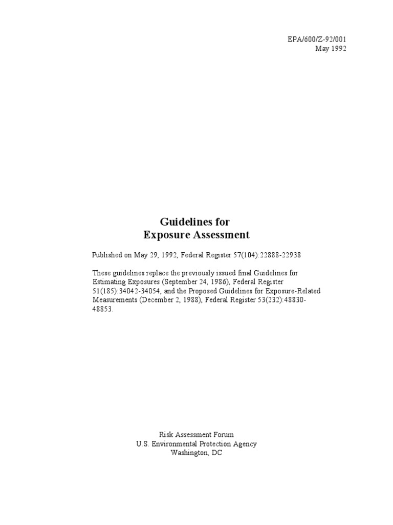 Guidelines Exposure Assessment | PDF