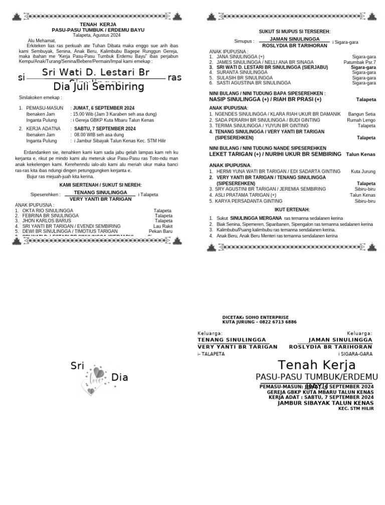 Tenah Kerja Sri Wati Beras Piher | PDF
