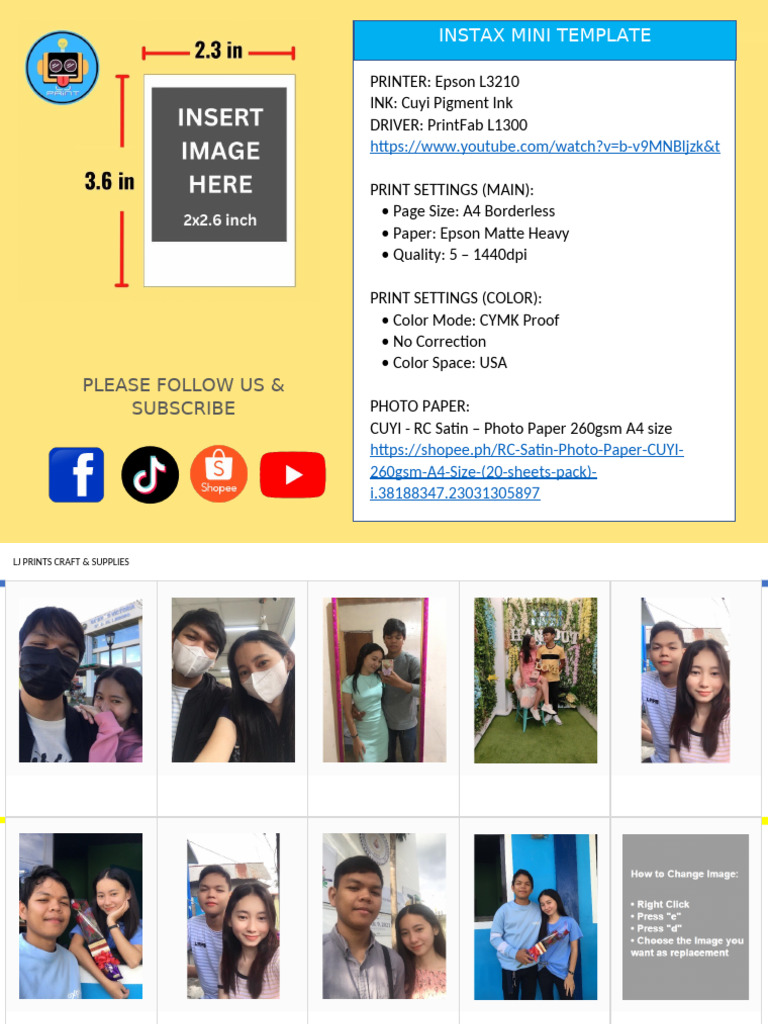 Instax Mini Template | PDF