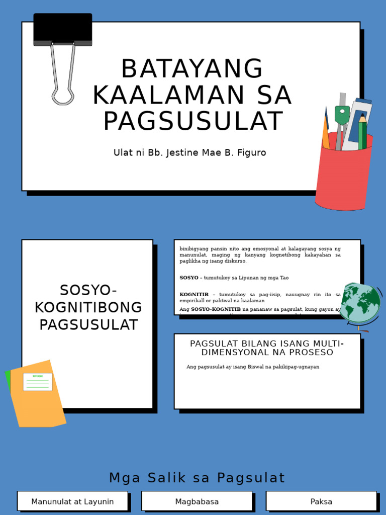 BATAYANG KAALAMAN SA PAGSUSULAT Filipino Lesson 4 | PDF