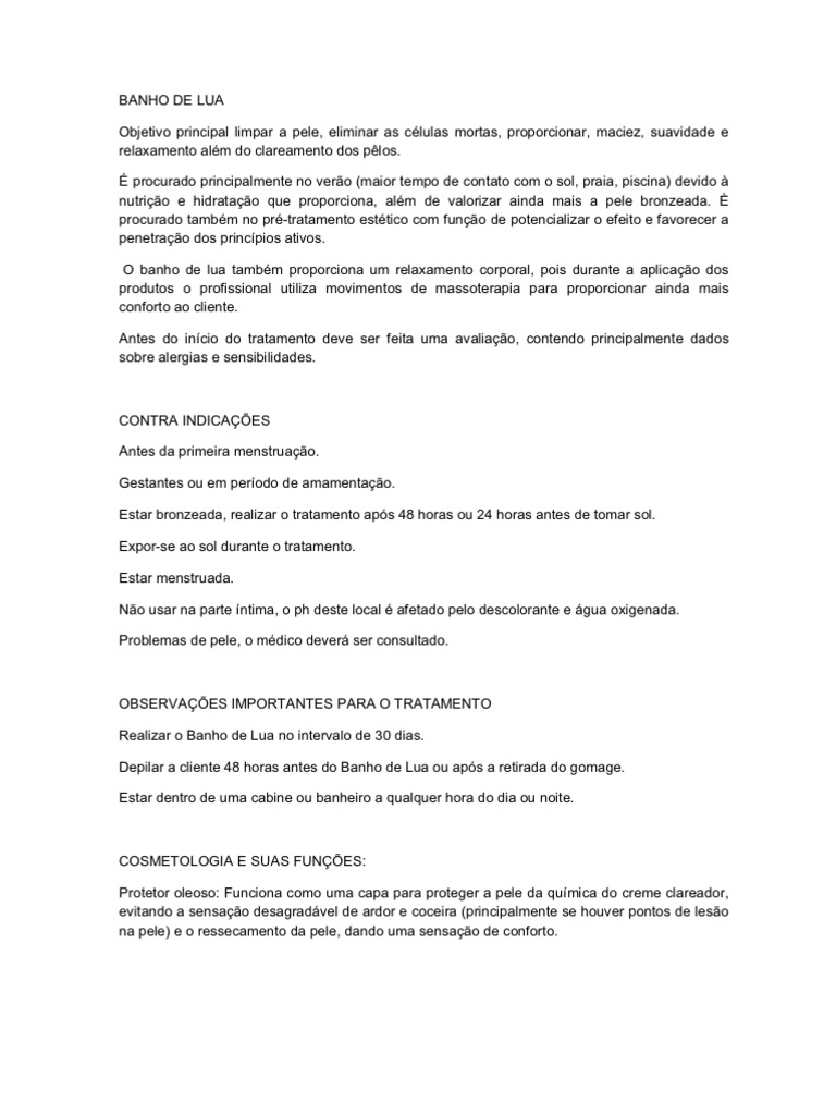Banho de Lua | PDF | Pele | Manganês
