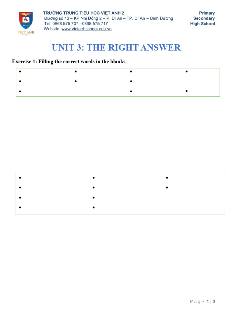 Ket - Unit 3 - Worksheet 1 | PDF