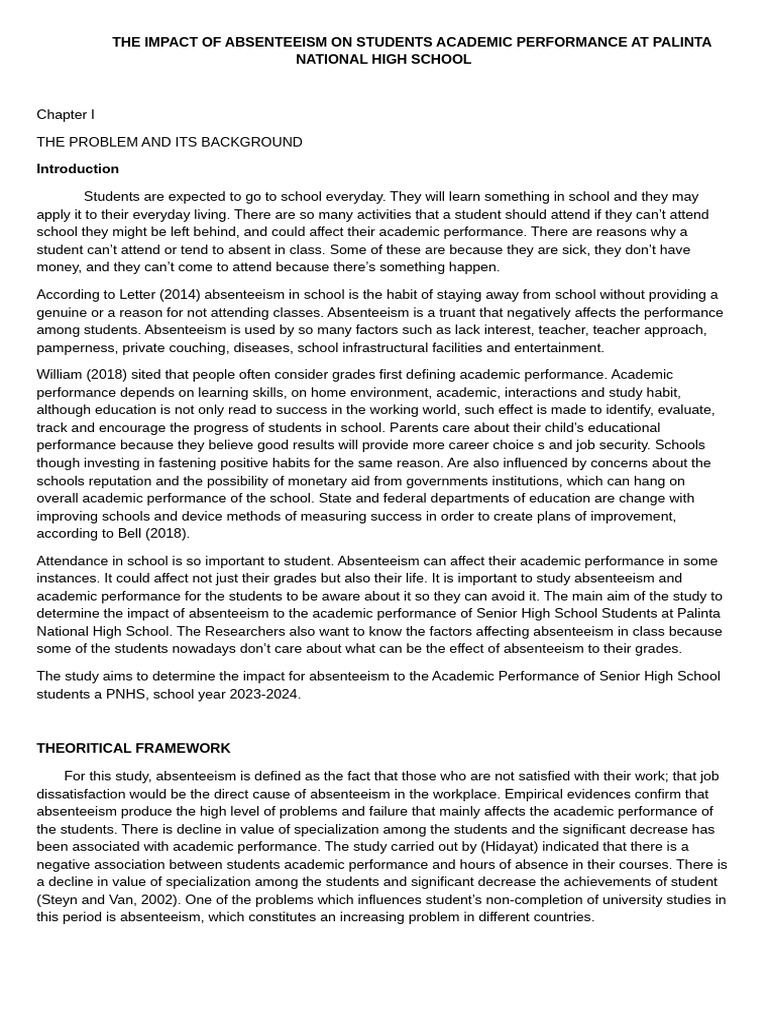 The Impact of Absenteeism On Students Academic Per | PDF | Cognition ...