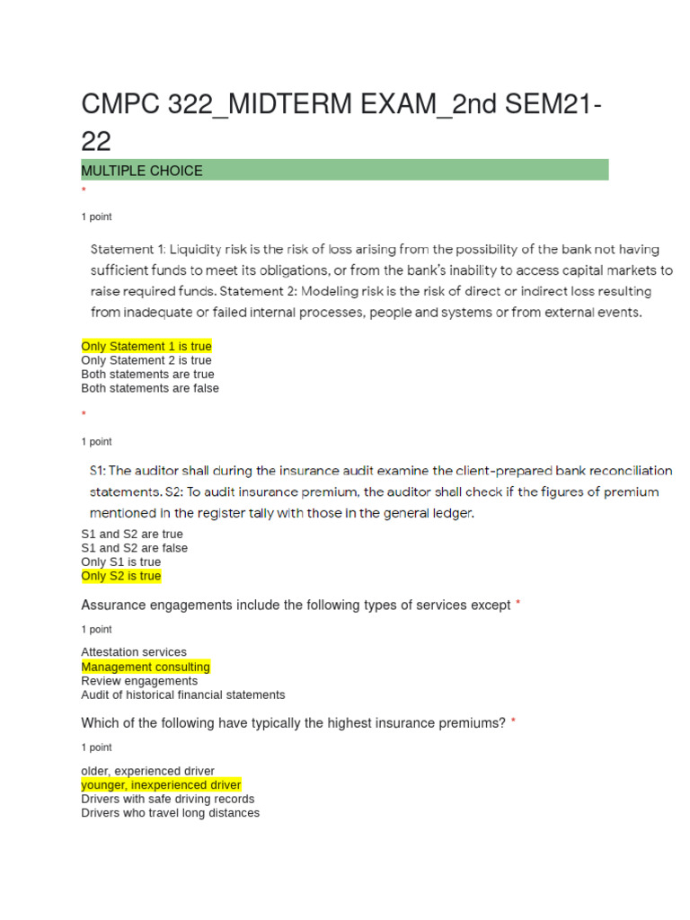 CMPC 322 MIDTERM EXAM 2nd SEM21 22 | PDF