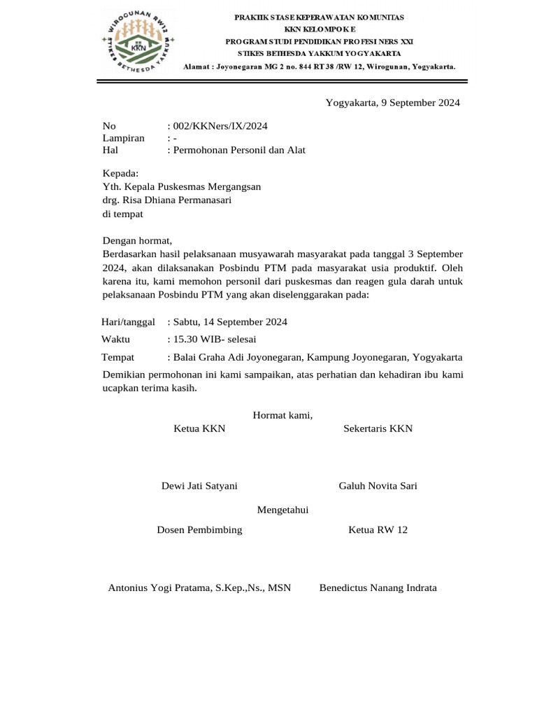 Surat Permohonan Personil | PDF