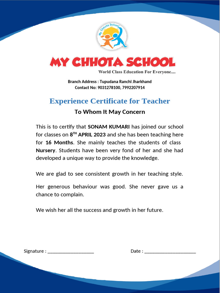 Experience Letter | PDF