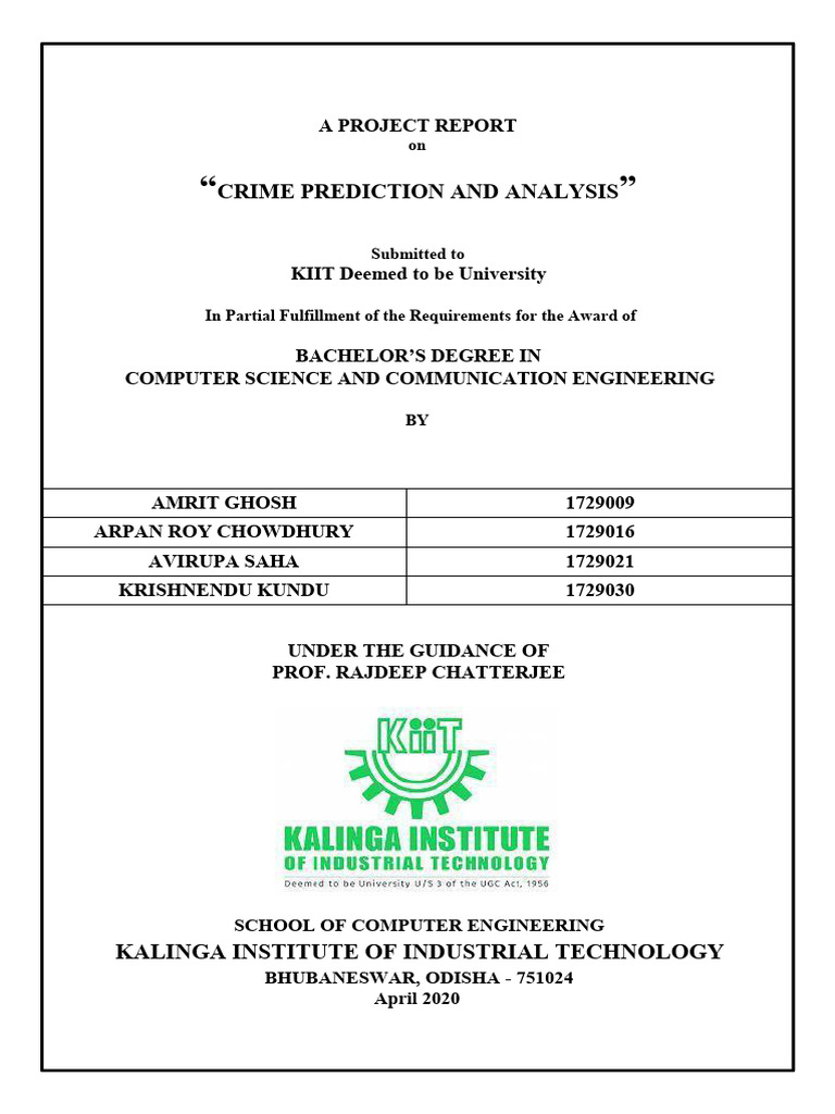 CRIME PREDICTION AND ANALYSIS(Report) | PDF