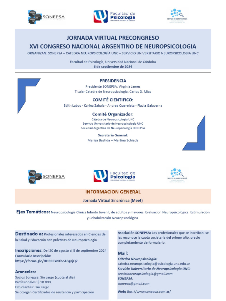 Jornada Virtual NP Sonepsa-Unc | PDF | Neuropsicología | Enfermedades y ...