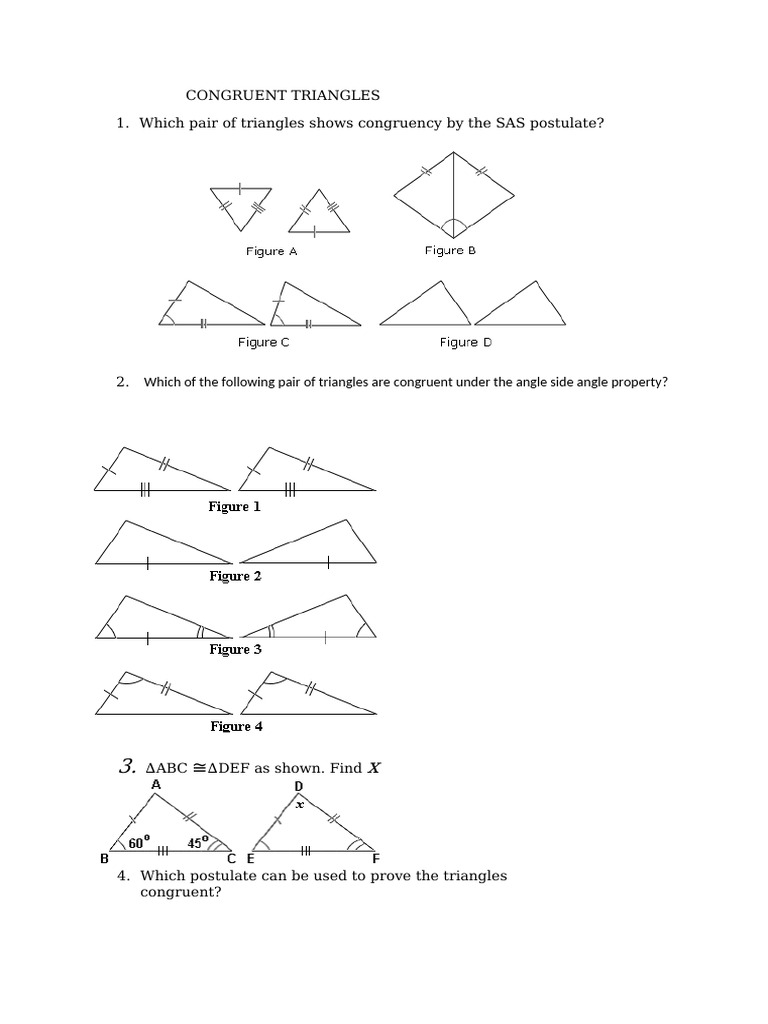 Triangle Congruency Exercises | PDF | Teaching Methods & Materials ...