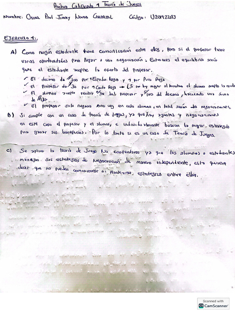 Pc1 Teoria de Juegos Oscar Novoa Carbaja | PDF