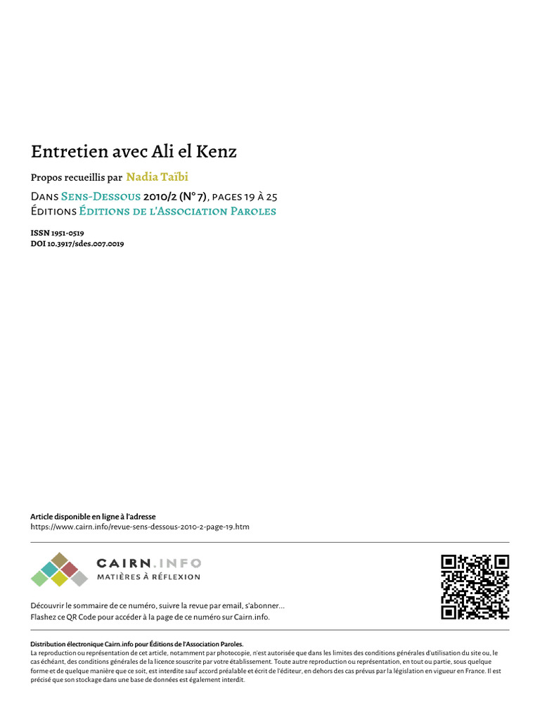 Entretiens Avec Ali El Kenz | PDF