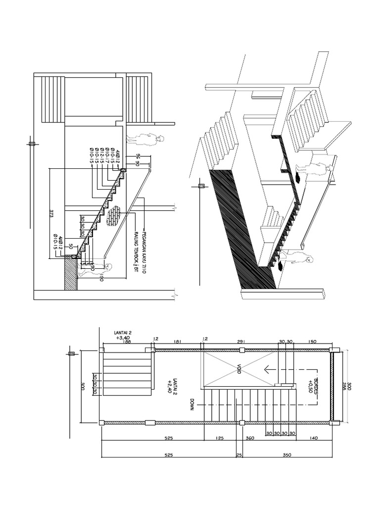 Denah Tangga & Potongan | PDF