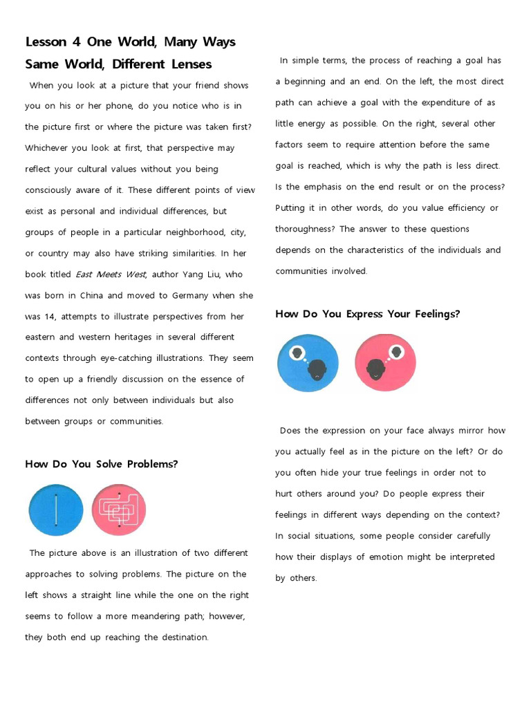 Lesson 4 One World, Many Ways | PDF