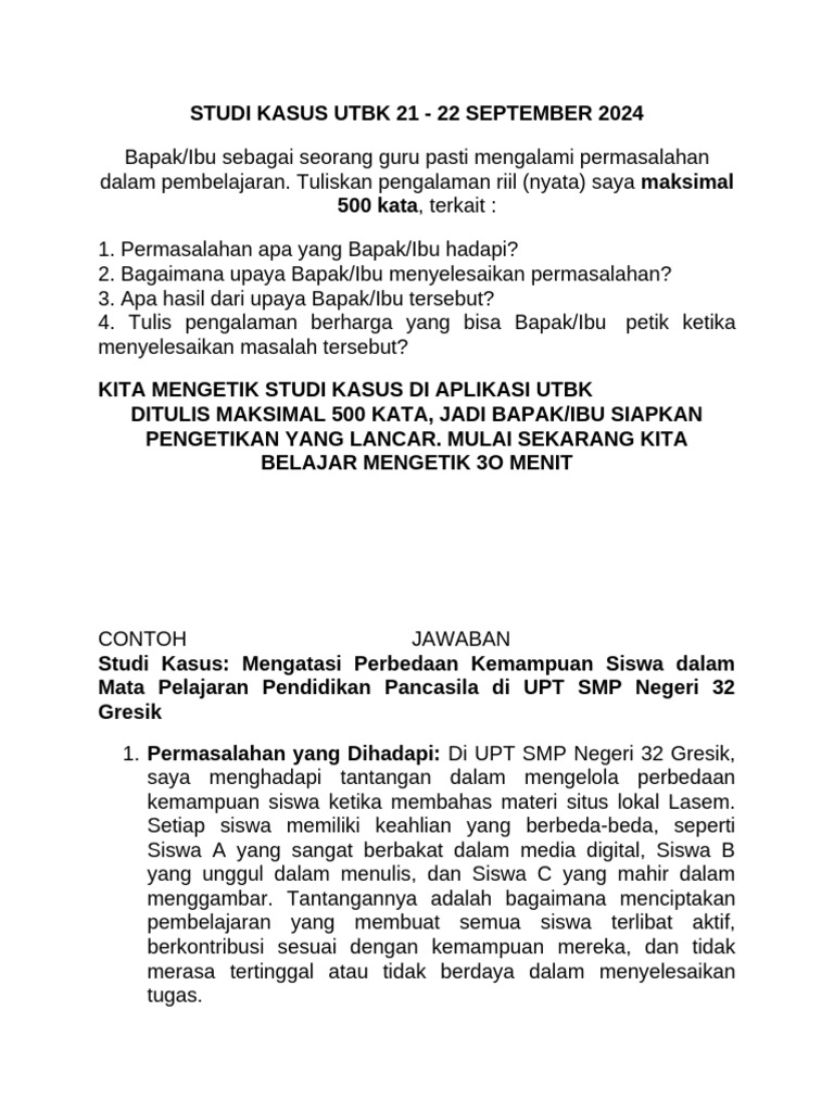Studi Kasus Utbk 21 | PDF