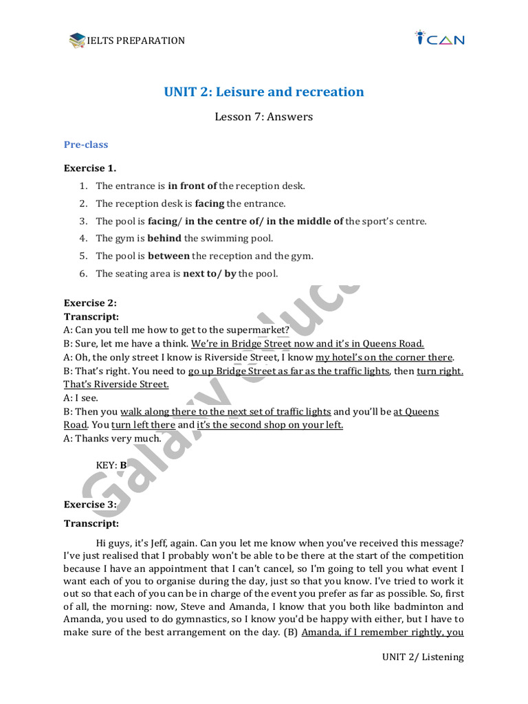 Lesson 7 - Key | PDF