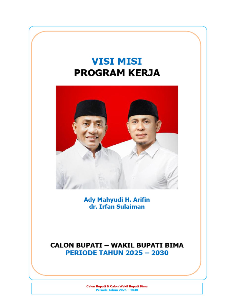 Visi Misi ADY IRFAN Calon Bupati Kabupaten Bima 2024 | PDF