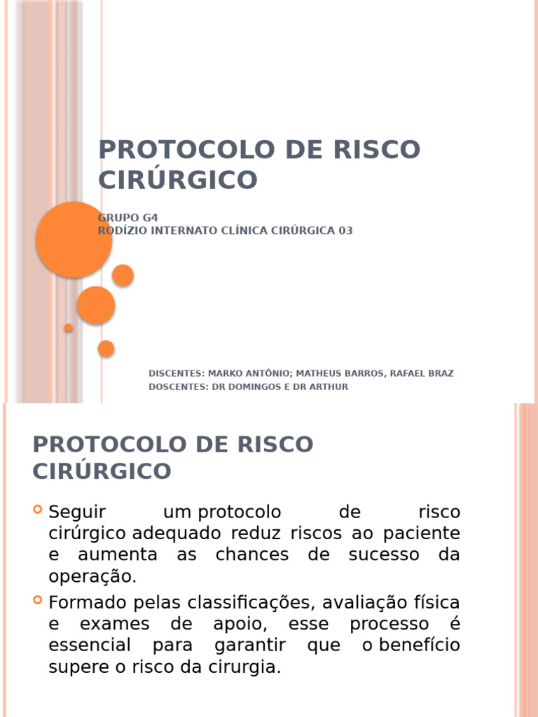 PROTOCOLO DE RISCO CIRÚRGICO | PDF