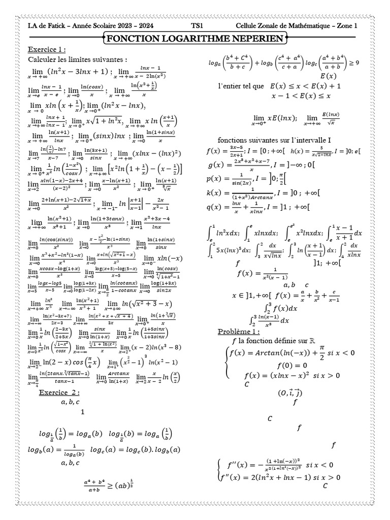 TS1 Fonction Logarithme 224 | PDF