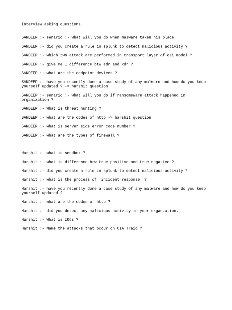 Interview Asking Questions | PDF