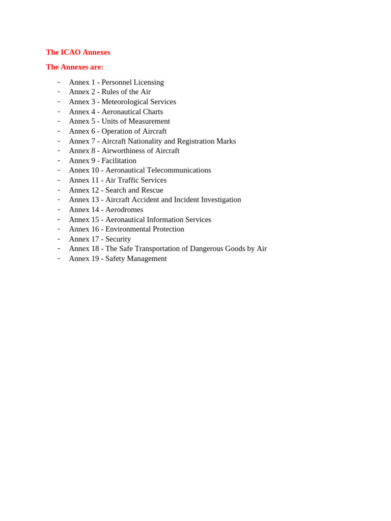 Annexes of Icao | PDF