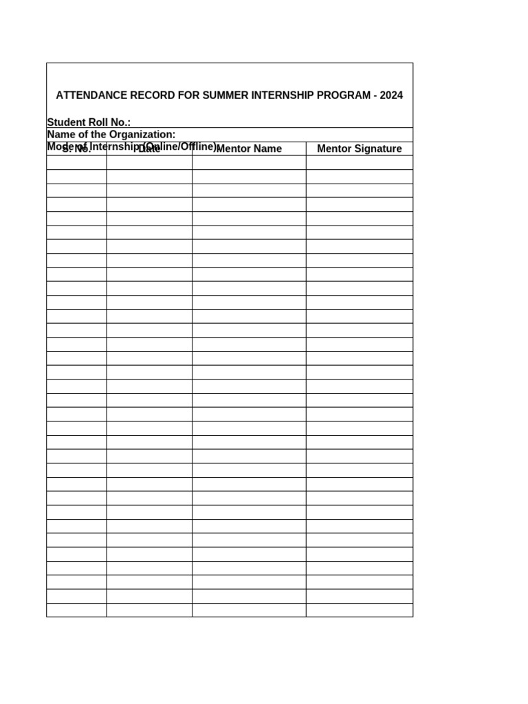 SIP 2024 BA (H) Psychology - Attendance and Activity Tracker | PDF