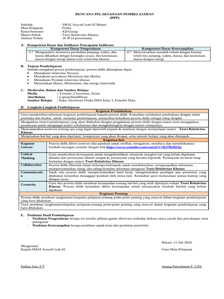 RPP - 7 - Teori Relativitas Khusus | PDF