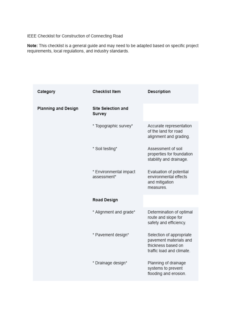 Make A IEE Checklist On Construction of Connectin... | PDF