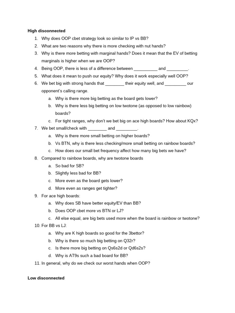 OOP 3bet (Disconnected Boards) | PDF