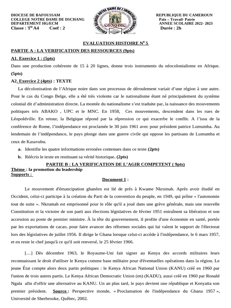 2023 Histoire Tle 5 Conodic | PDF