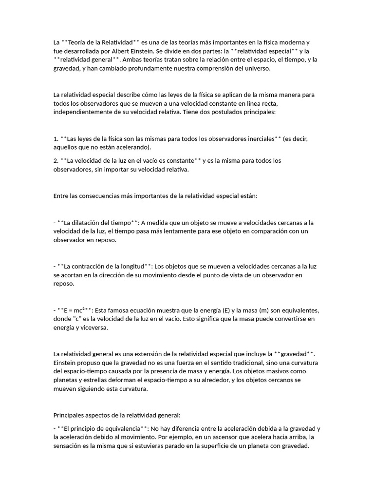 Teoria de La Relatividad | PDF | Relatividad general | Filosofía