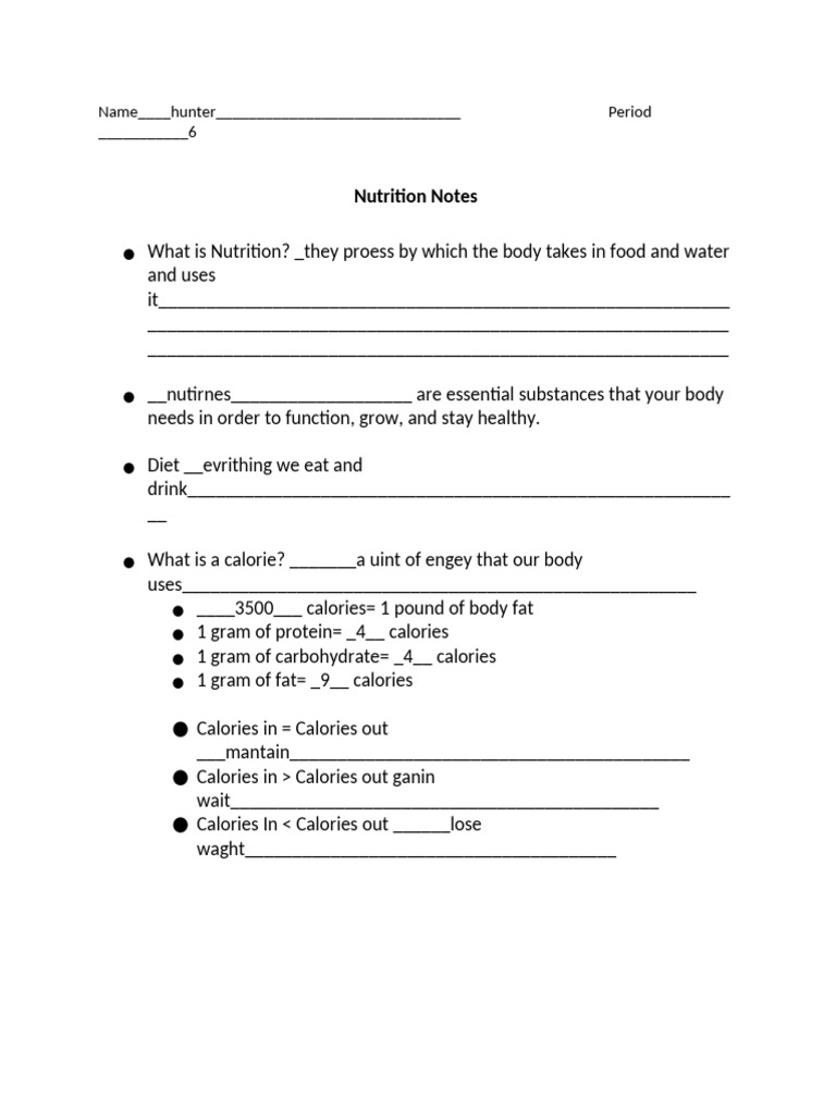 Nutrition Notes | PDF