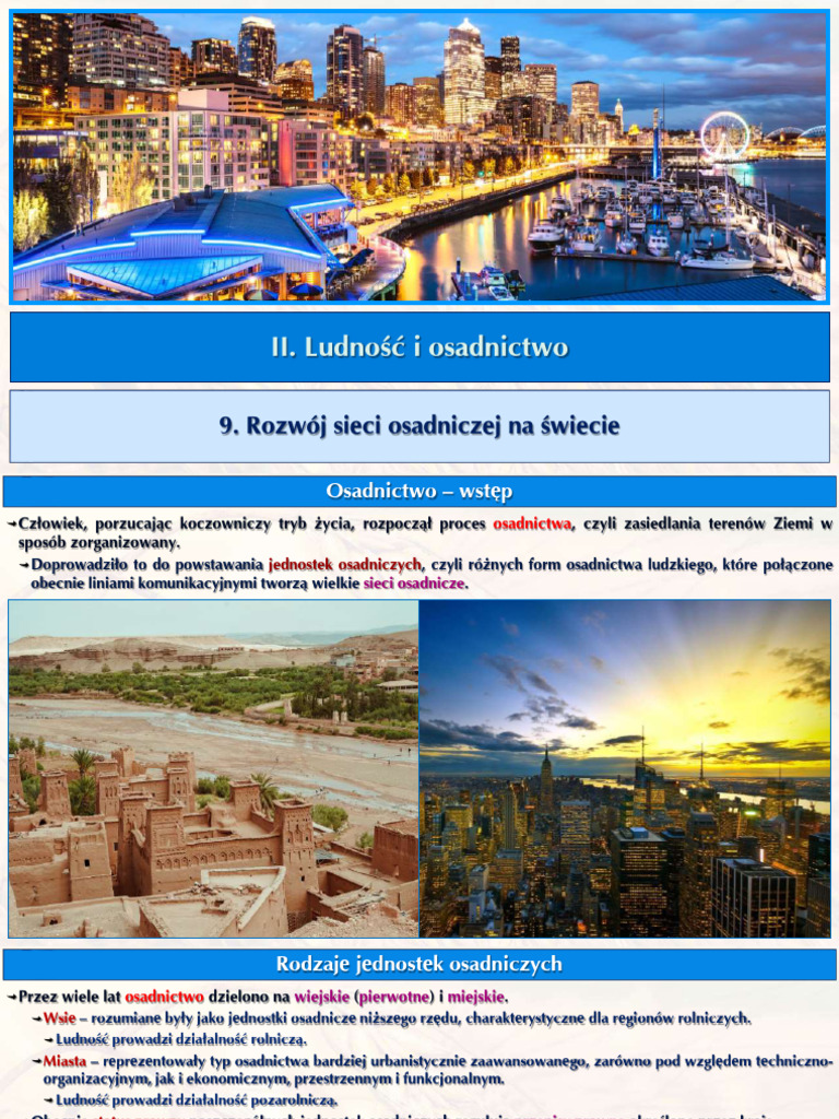 II. Ludność I Osadnictwo: 9. Rozwój Sieci Osadniczej Na Świecie | PDF