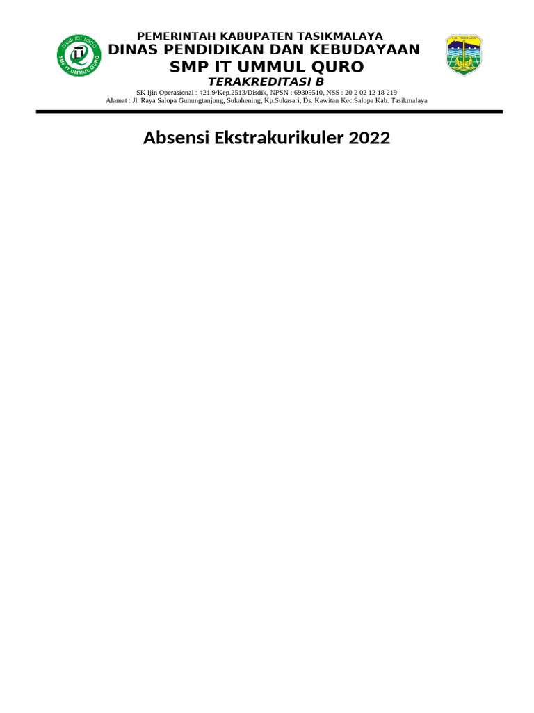 Absensi Ekskul | PDF
