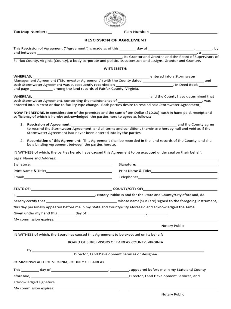 Stormwater Rescission Agreement | PDF | Property Law | Justice