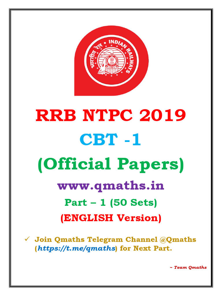 RRB NTPC 2019 Cbt-1 Papers (Part-1) 50 Sets English | PDF