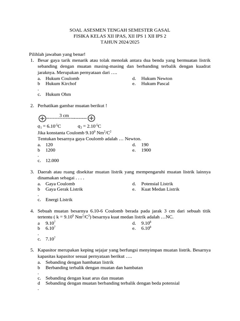 Soal Asesmen Tengah Semester Gasal | PDF