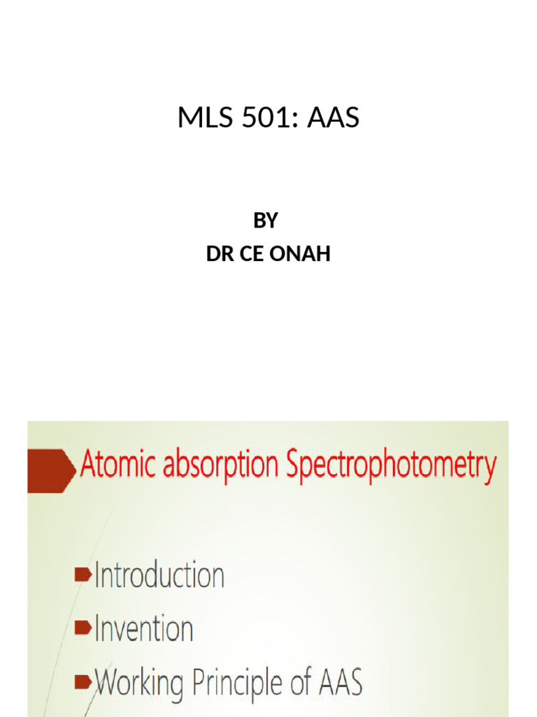 MLS 501 Atomic Absorption Spectrophotometry | PDF