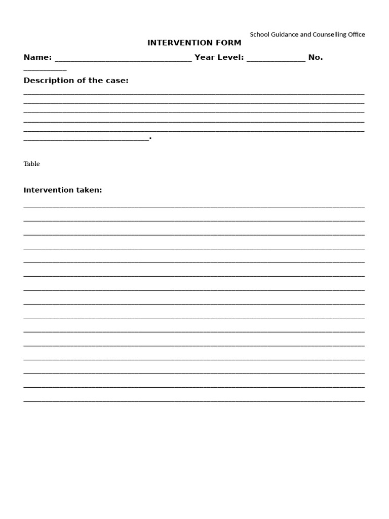 Intervention Form | PDF