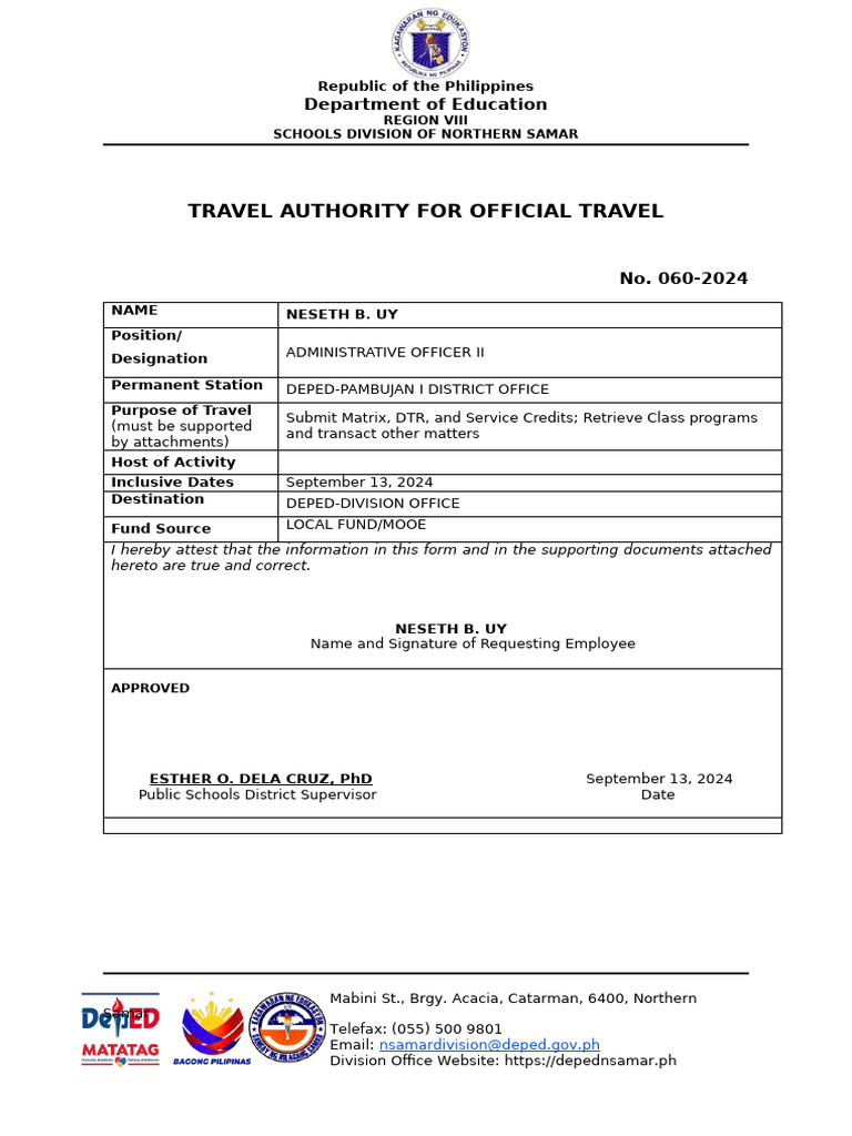 TRAVEL ORDER OFFICE | PDF