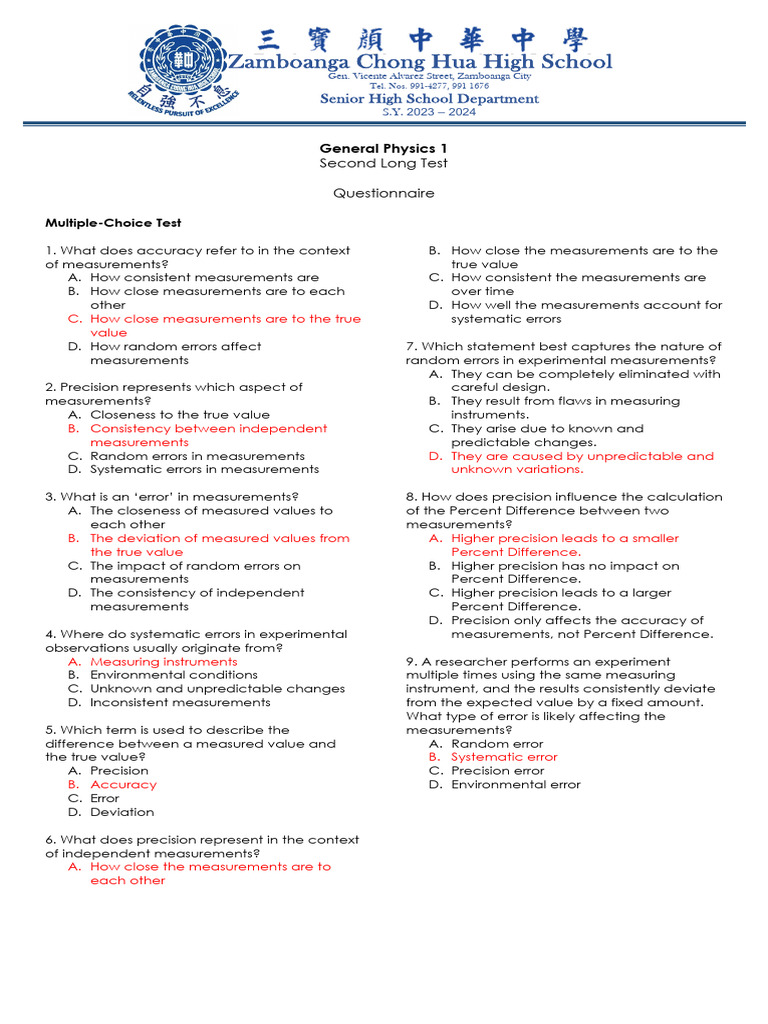 GP1-Second-Long-Test-Answer-Key | PDF