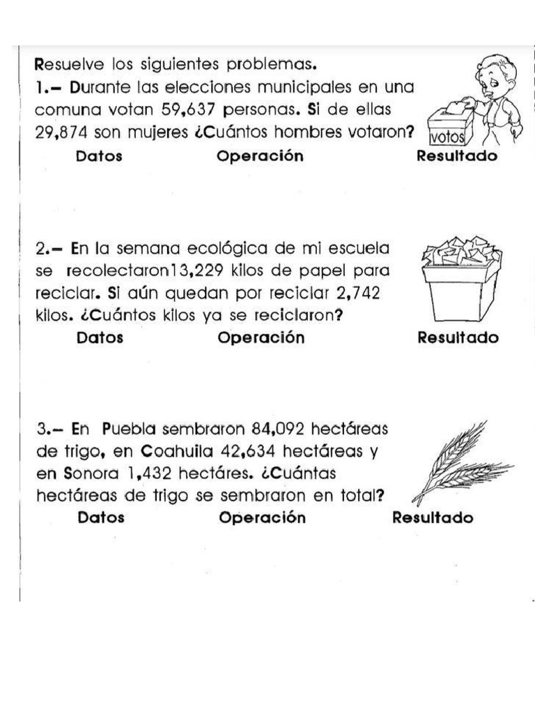 Ejercicios de Resta | PDF